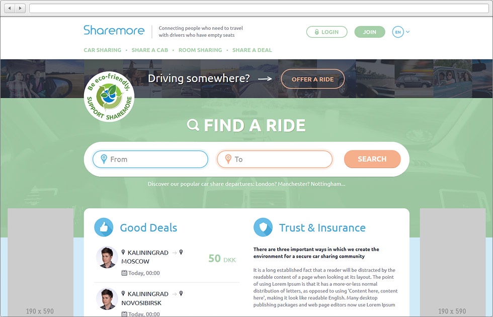 Sharemore - Car sharing web app, developed by Magora